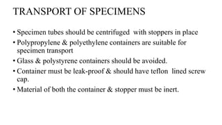 Collection and transport of clinical samples in laboratorries | PPTX