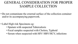 Collection and transport of clinical samples in laboratorries | PPTX