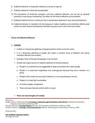 Collective behavior handout | DOC