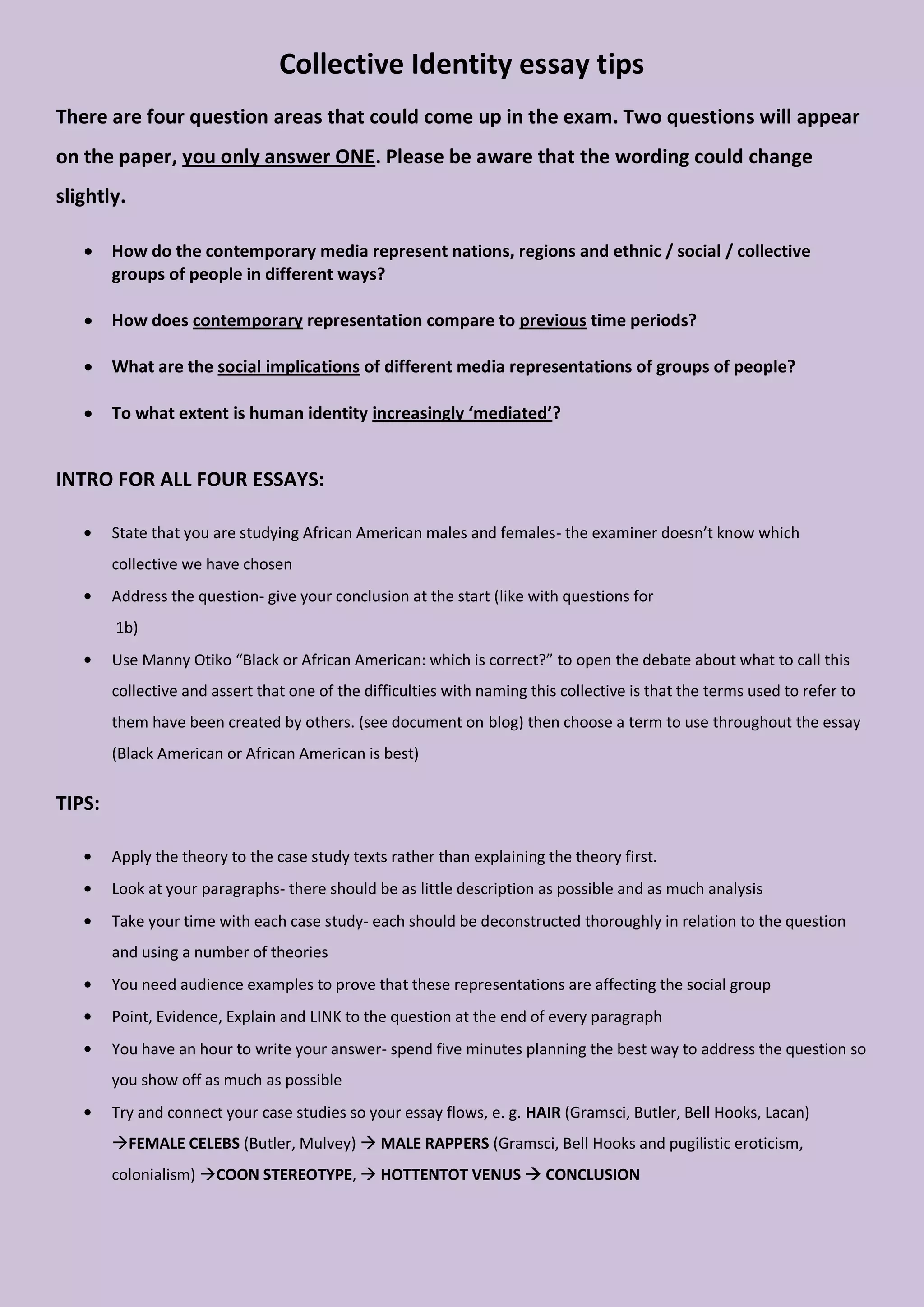 Collective identity essay tips | PDF