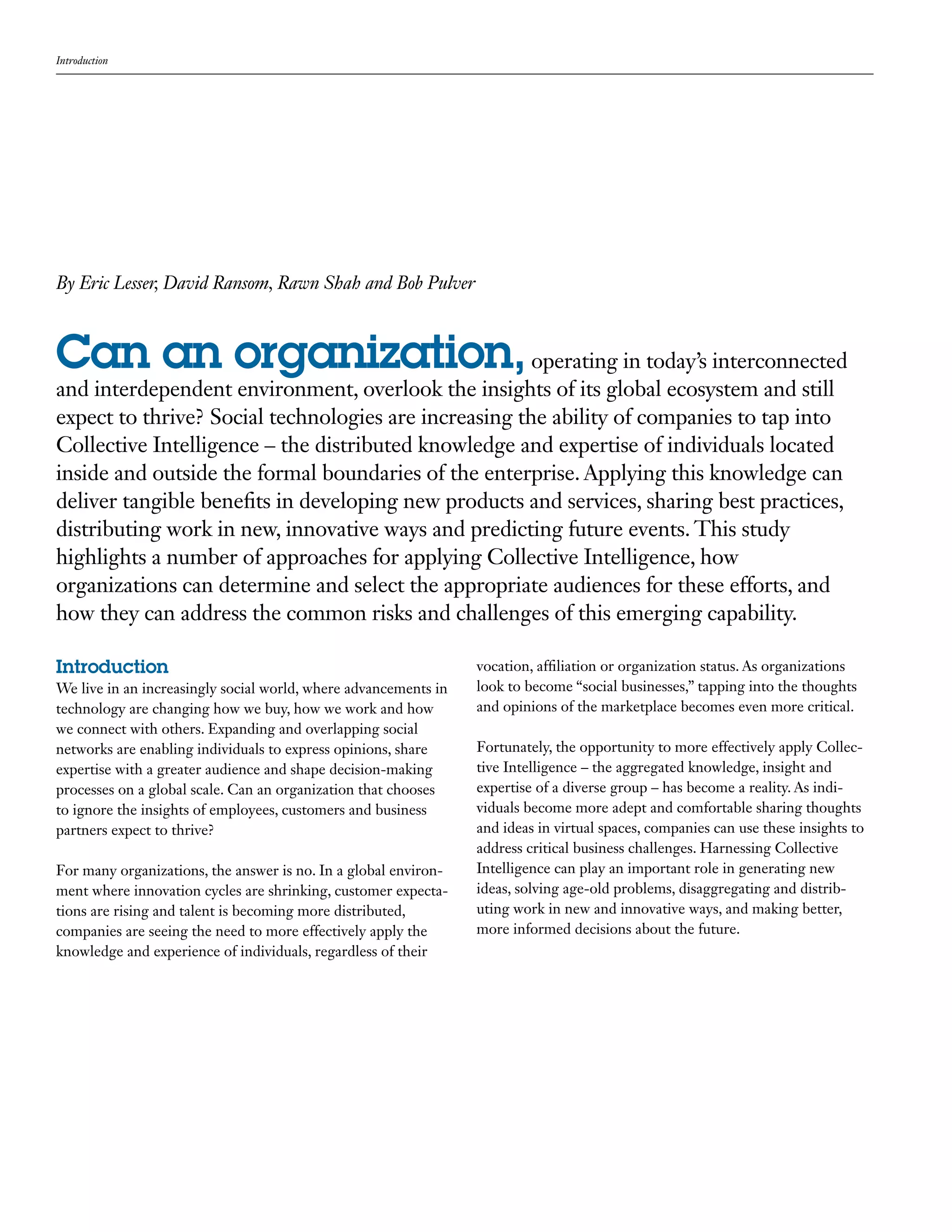 Collective intelligence | PDF | Business Administration | Business