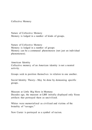 Collective MemoryNature of Collective MemoryMemory is | DOCX | Politics
