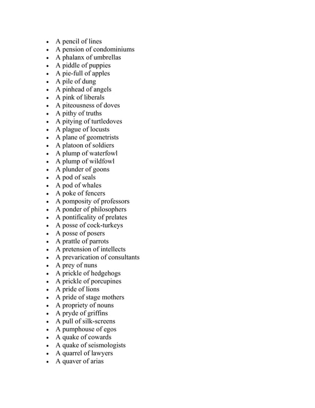 Collective noun list | DOCX | Birdwatching | Hobbies & Interests