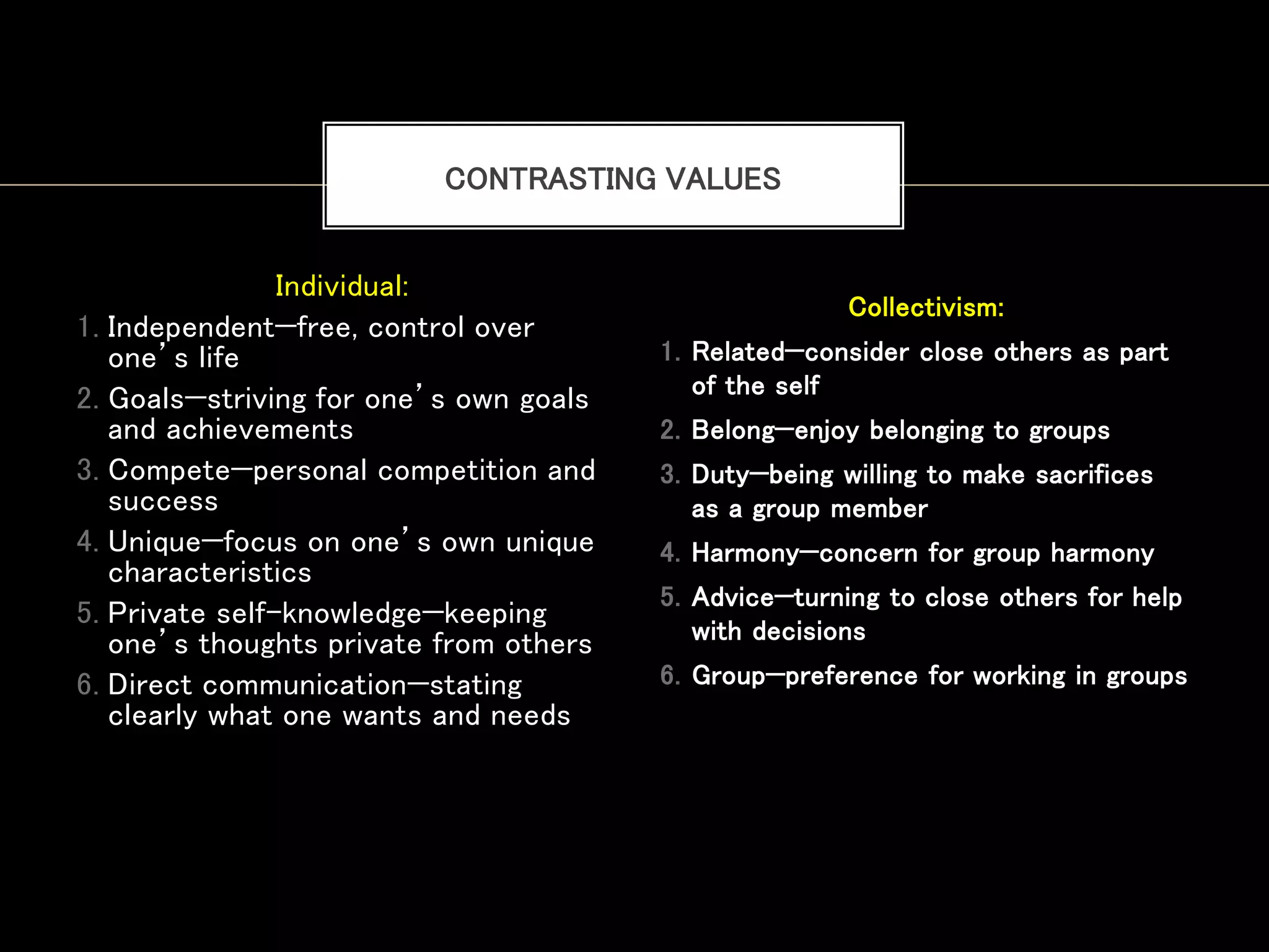 Collectivism versus individualism | PPTX