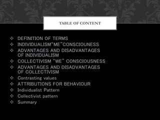 Collectivism versus individualism | PPTX