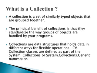 Collections and its types in C# (with examples) | PPTX