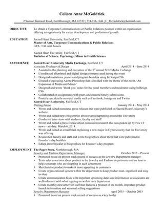 Colleen A. McGoldrick résumé | PDF