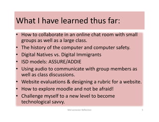 Colleen Mid Term Reflection | PDF