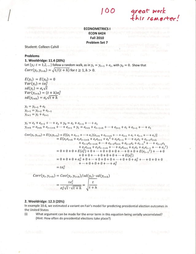 Colleen P Cahill Econometrics Work Example | PDF | Business Accounting ...