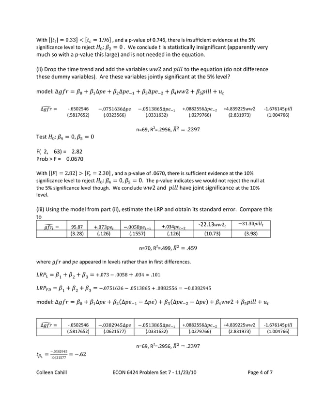 Colleen P Cahill Econometrics Work Example | PDF | Business Accounting ...