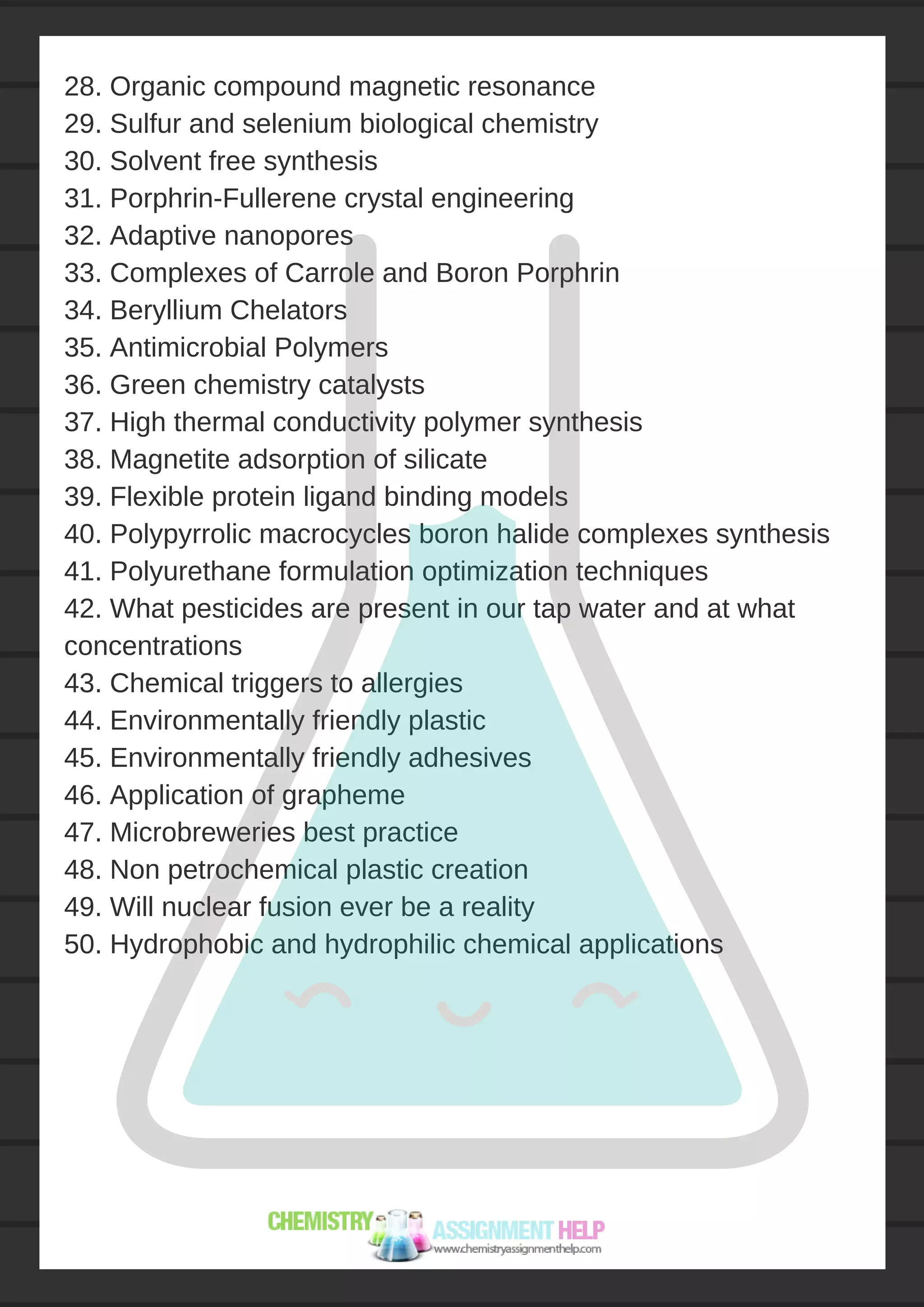 50 College Chemistry Project Ideas | PDF