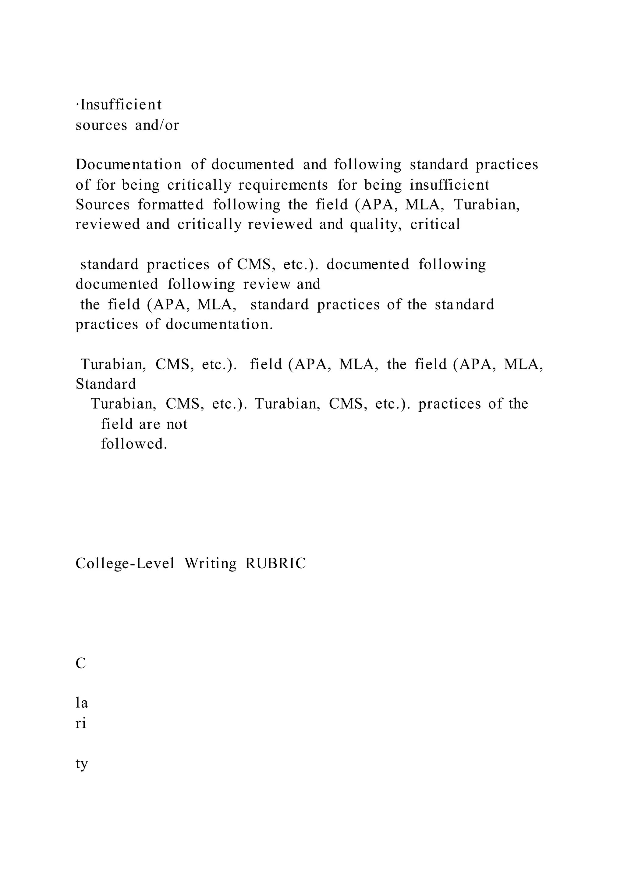 College-Level Writing RUBRIC Criteria | PDF