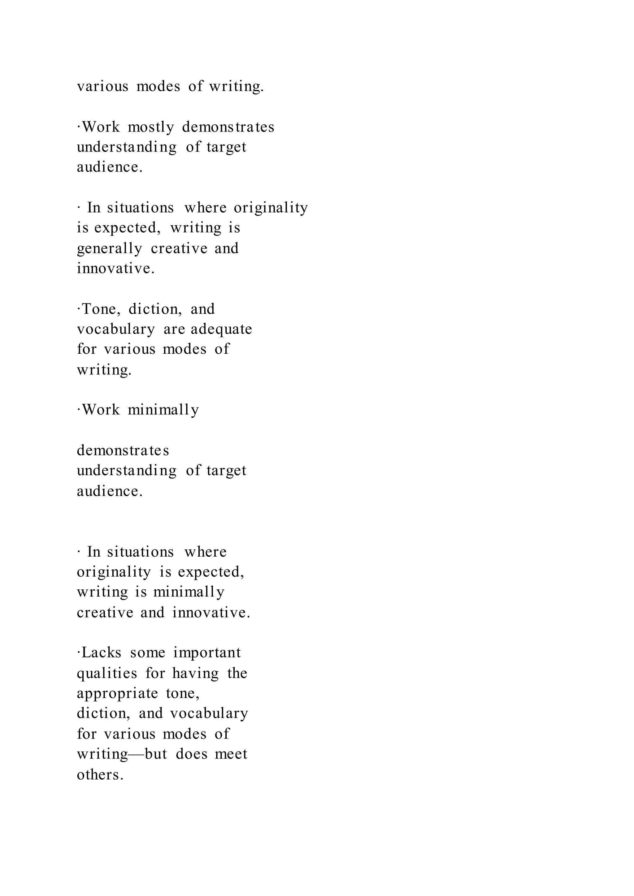 College-Level Writing RUBRIC Criteria | PDF
