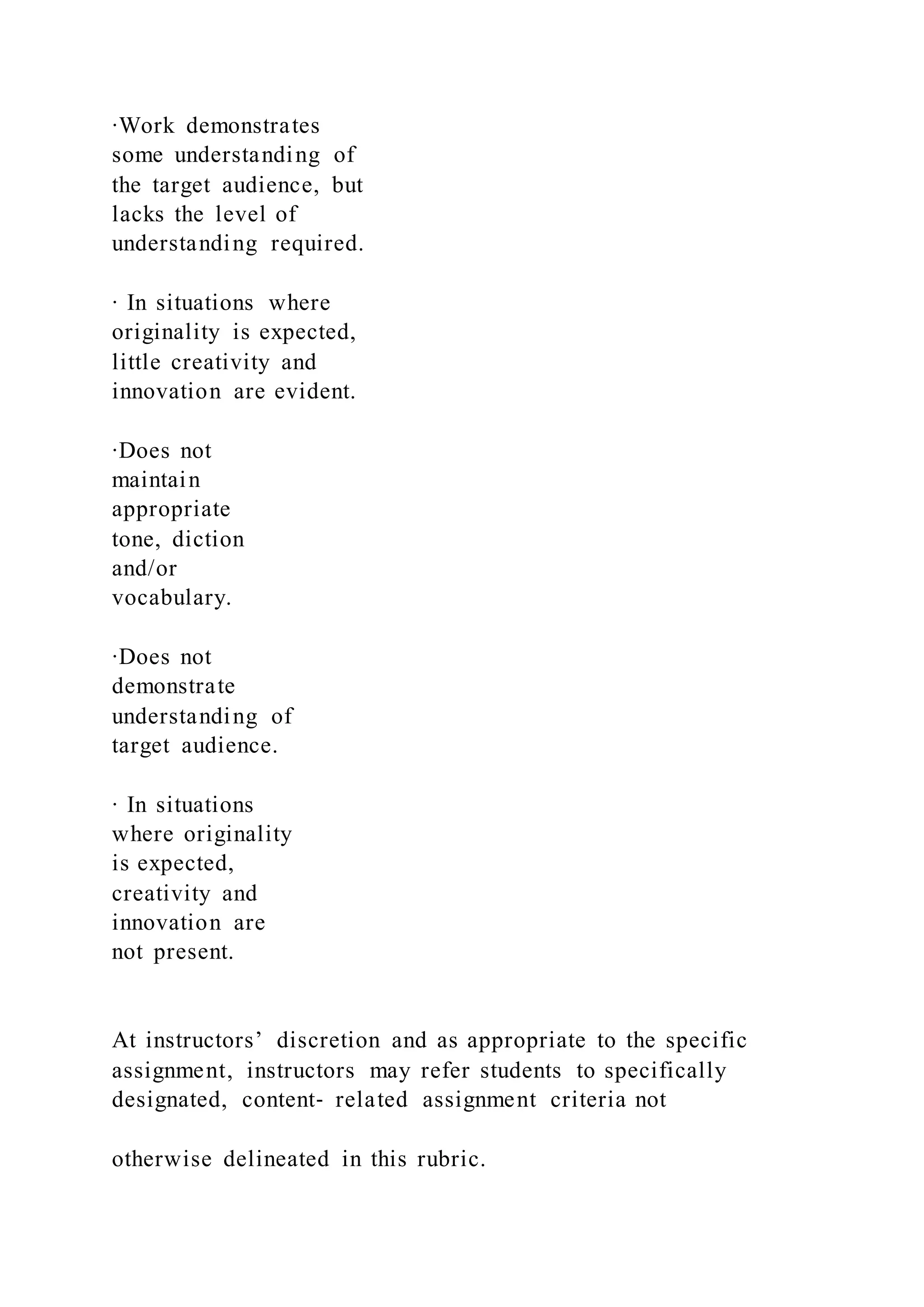 College-Level Writing RUBRIC Criteria | PDF