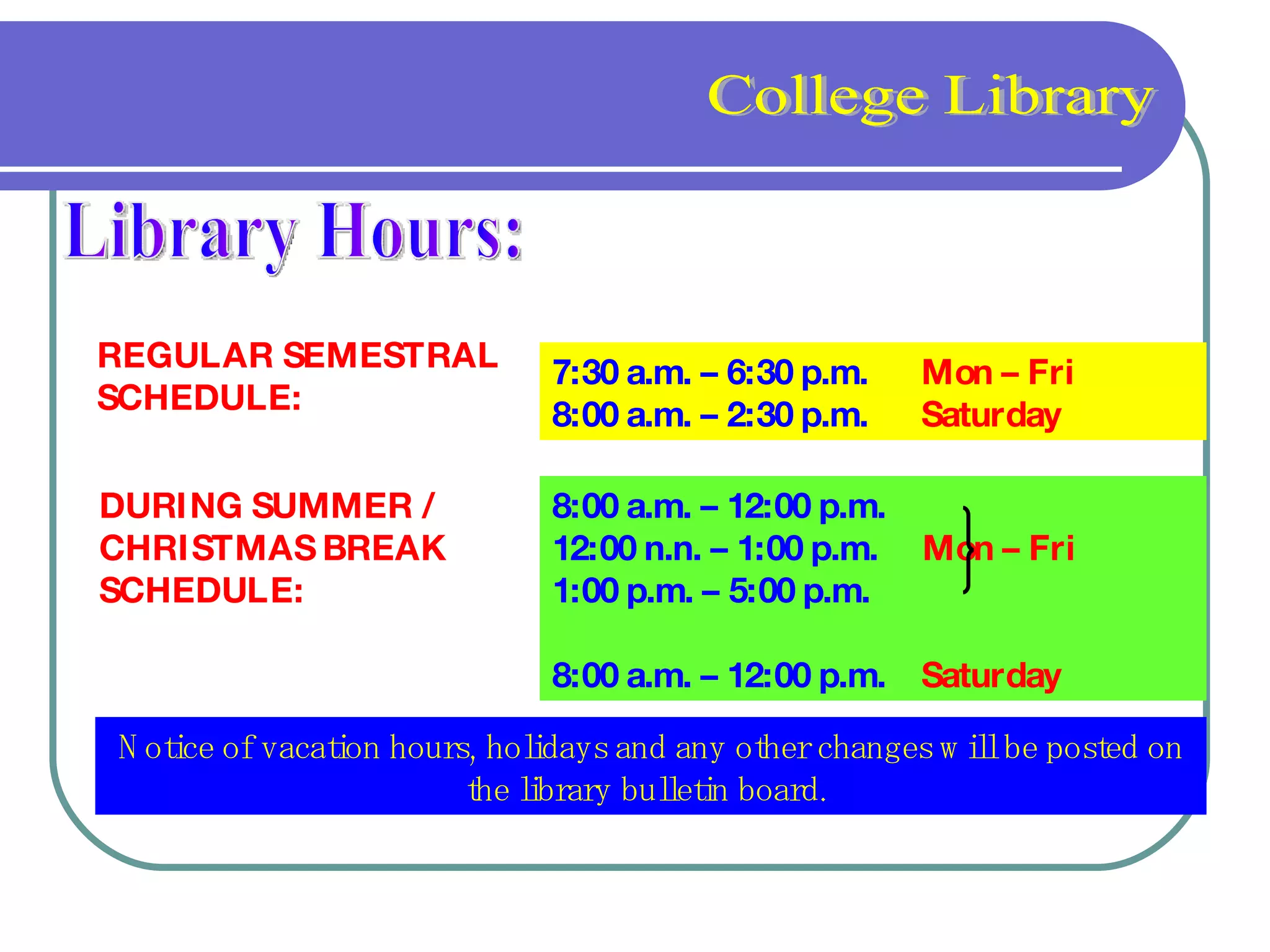 College Library Orientation | PPT