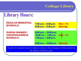 College Library Orientation | PPT