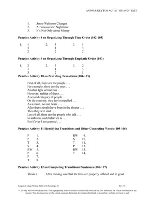 College Writing Skills with Readings 9th Edition Langan Solutions ...