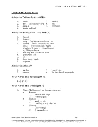 College Writing Skills with Readings 9th Edition Langan Solutions ...