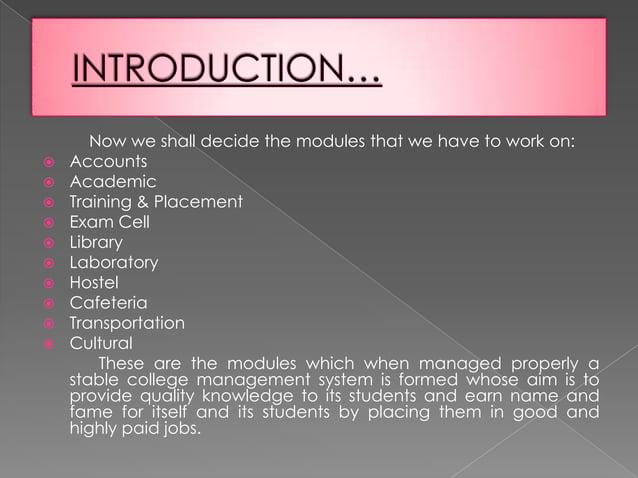 College management project | PPTX | College Education | Education