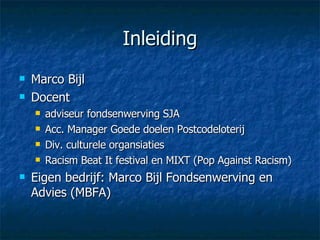 College 1 Fondsenwerving | PPT