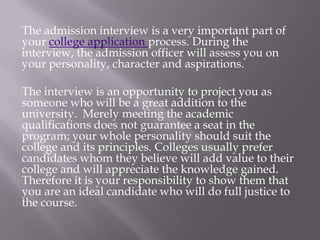 College admission interview 9 tactics | PPTX