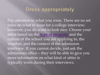 College admission interview 9 tactics | PPTX