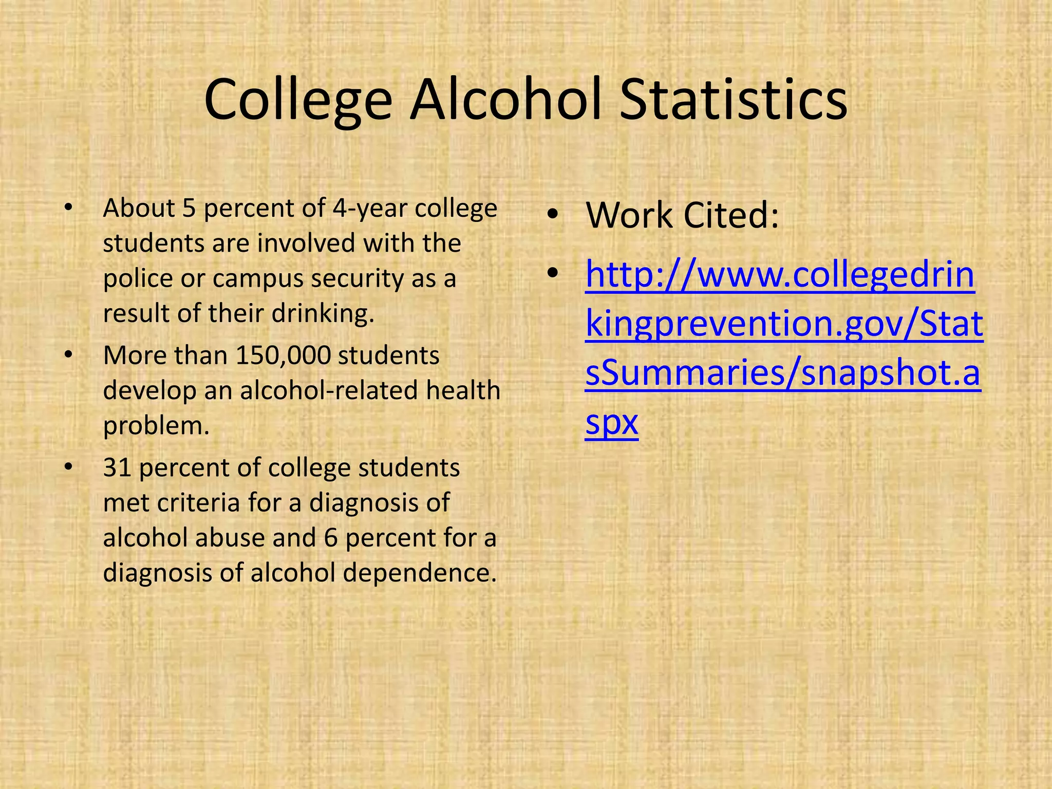 College Alcohol Statistics | PPT