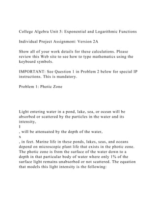 College Algebra Unit 5 Exponential and Logarithmic Functions .docx