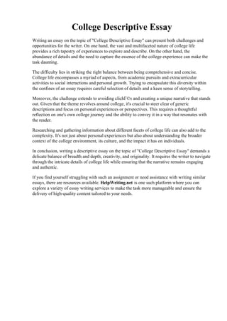 College Descriptive Essay | PDF