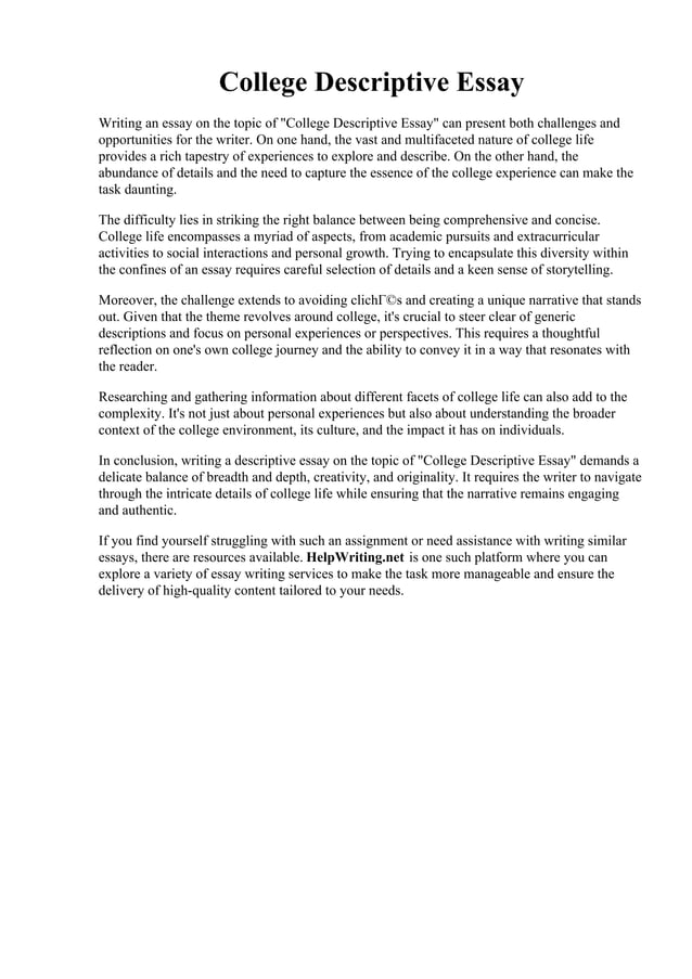College Descriptive Essay | PDF