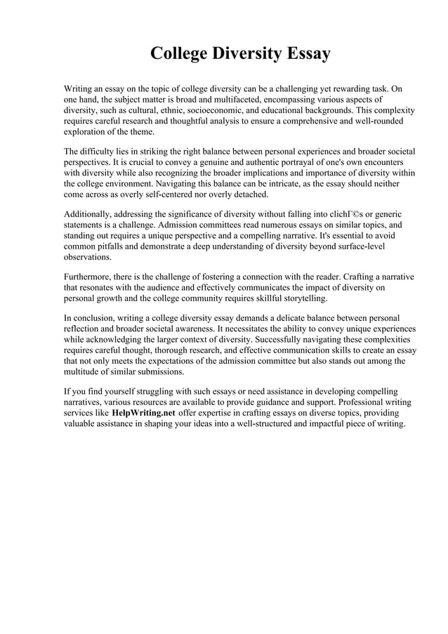 College Diversity Essay. Notre Dame of Maryland University | PDF ...