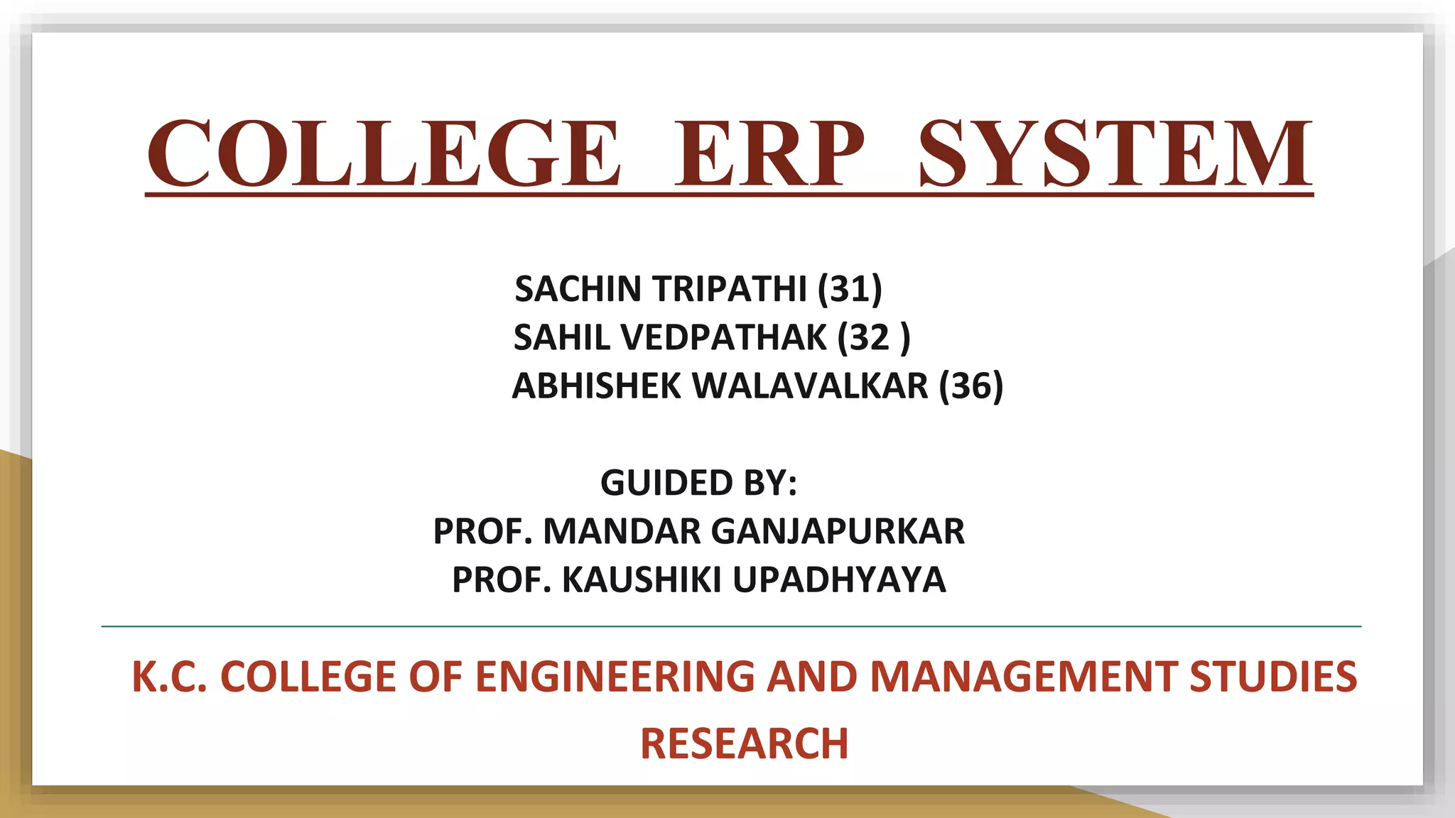 College Erp System | Pptx