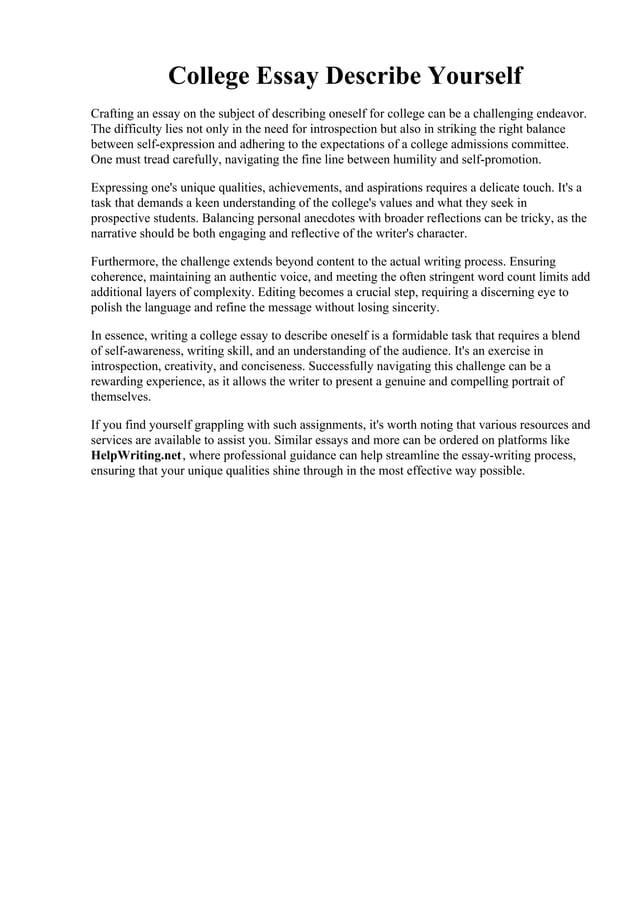 College Essay Describe Yourself.pdf