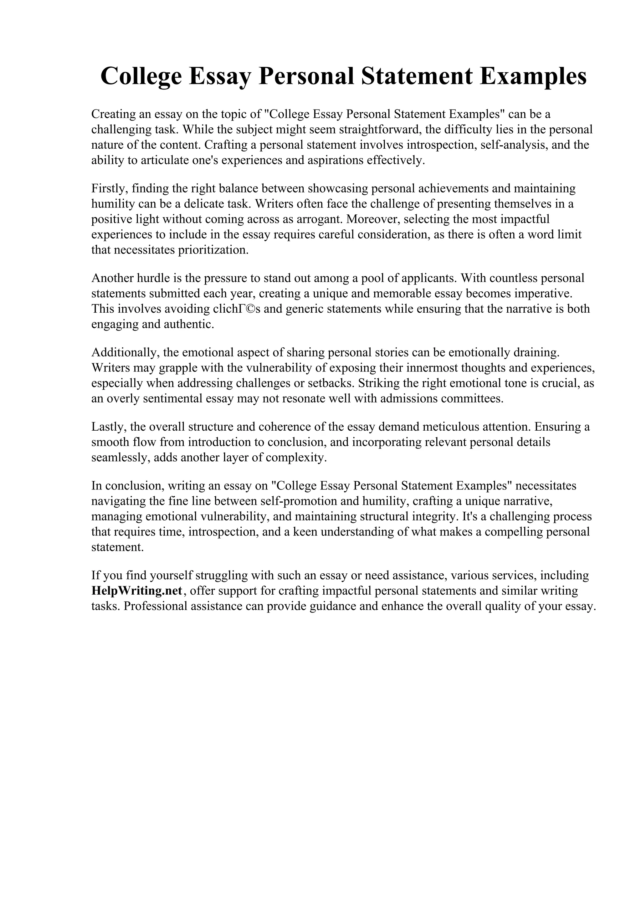 College Essay Personal Statement Examples | PDF | Air Travel | Travel Type