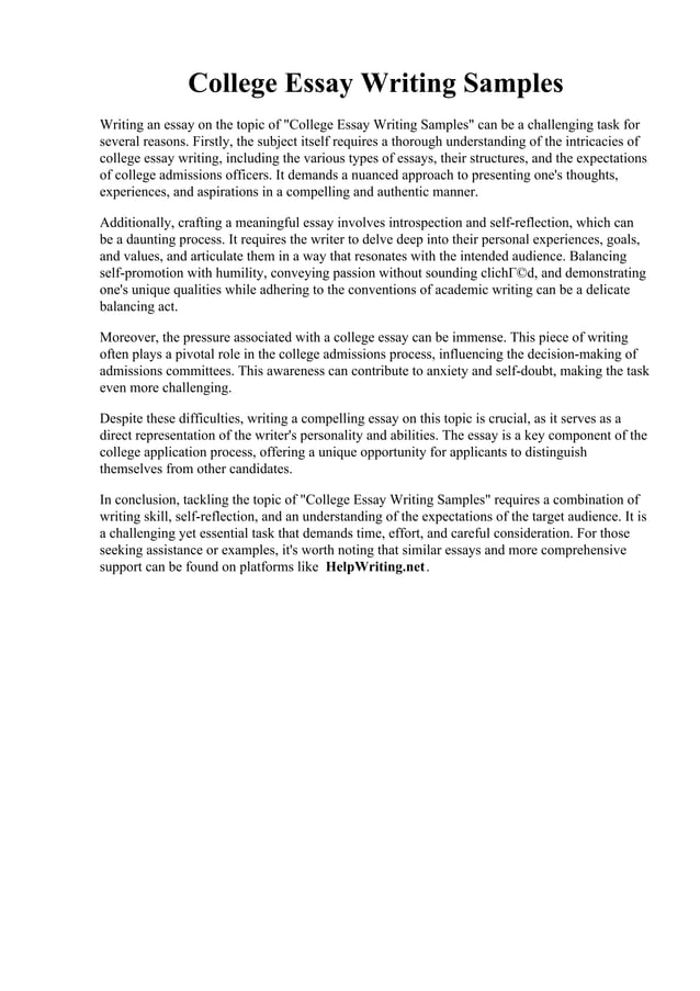 College Essay Writing Samples | PDF