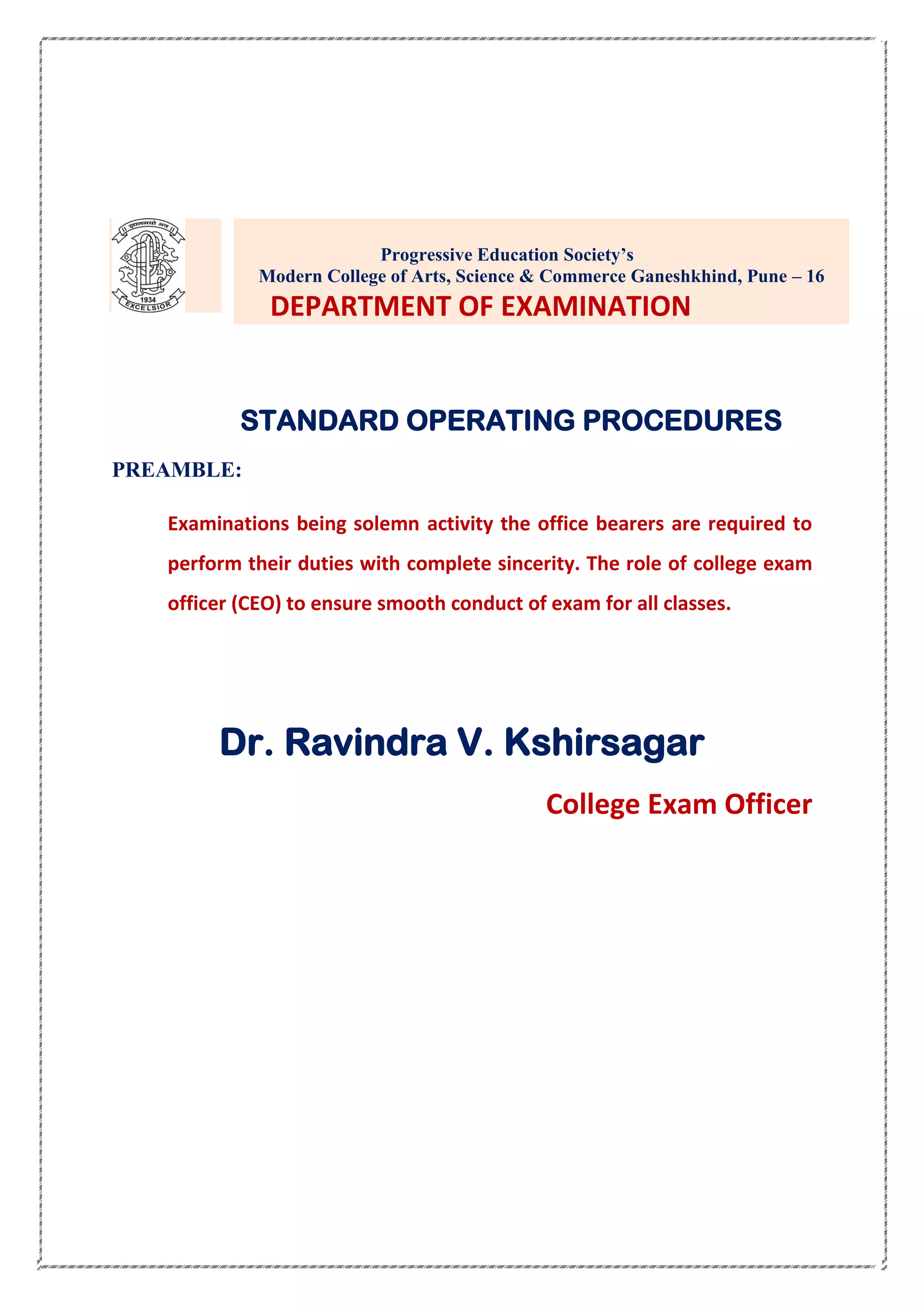 Modern College Department of exam. SOP'S | PDF