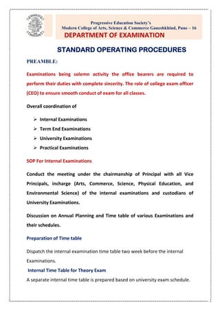 Modern College Department of exam. SOP'S | PDF