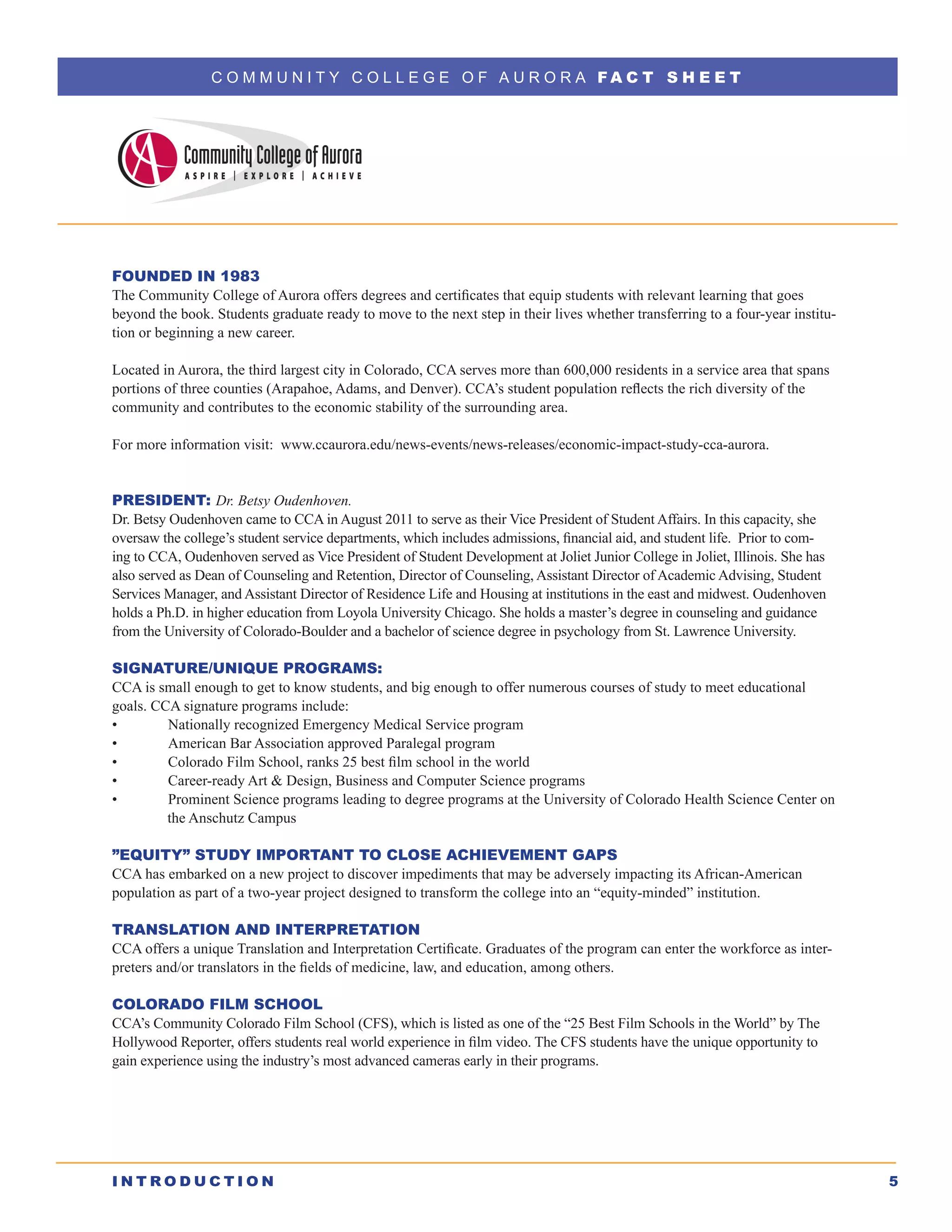 College Fact Sheets | PDF