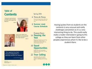 College magazine cover/contents analysis | PPT