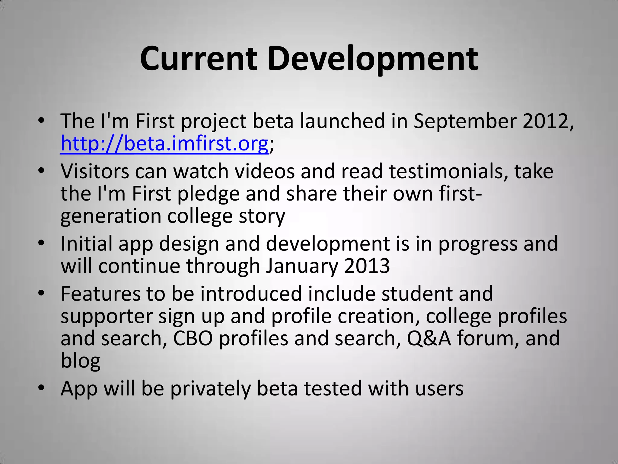I'm First Project Plan | PPT