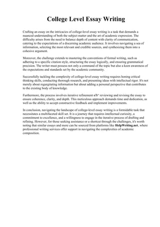 College Level Essay Writing. Milwaukee Institute of Art and Design | PDF