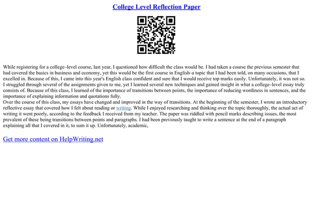 College Level Reflection Paper | PPT