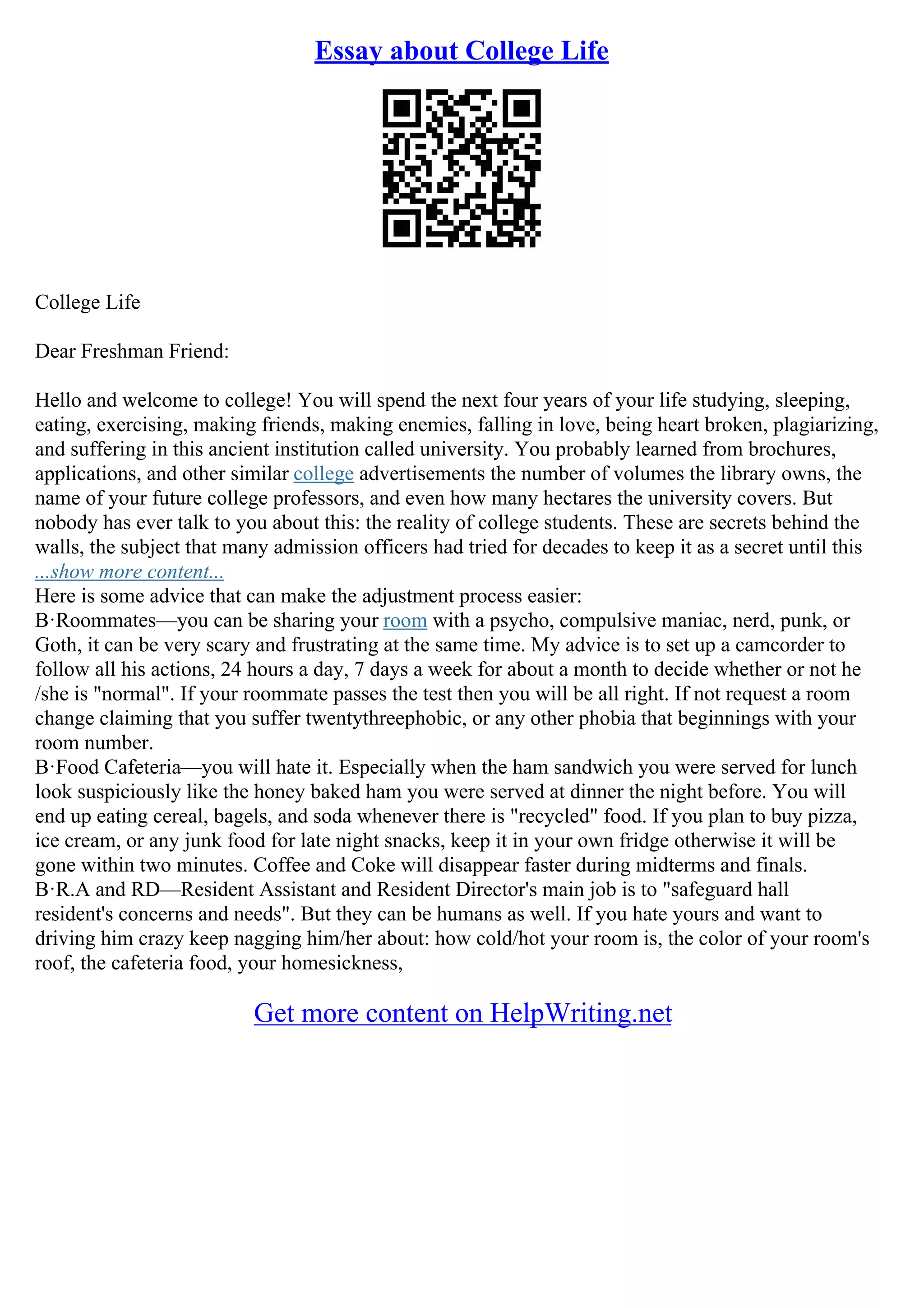 College Life Essays | PDF