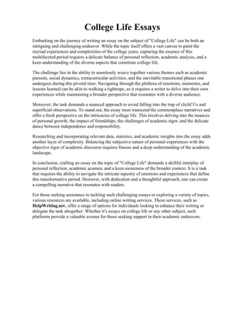 College Life Essays | PDF