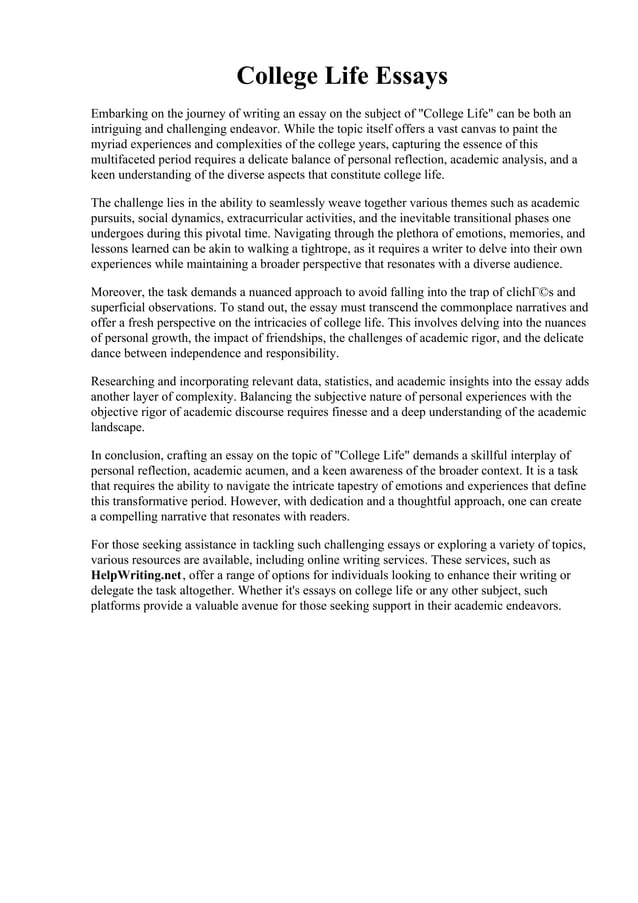 College Life Essays | PDF