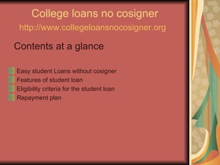 College loans no cosigner | PPT