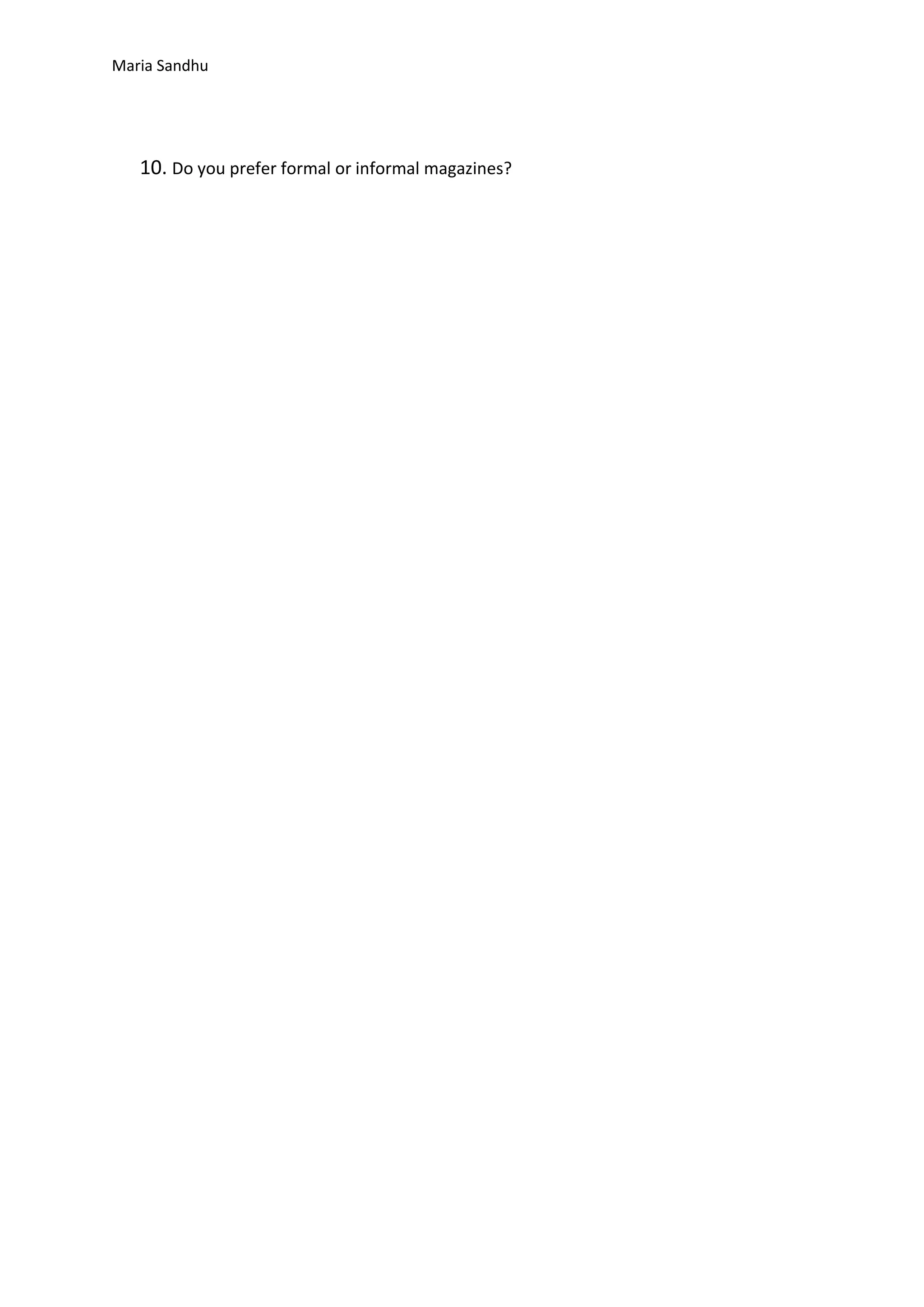 College magazine questionnaire | DOCX