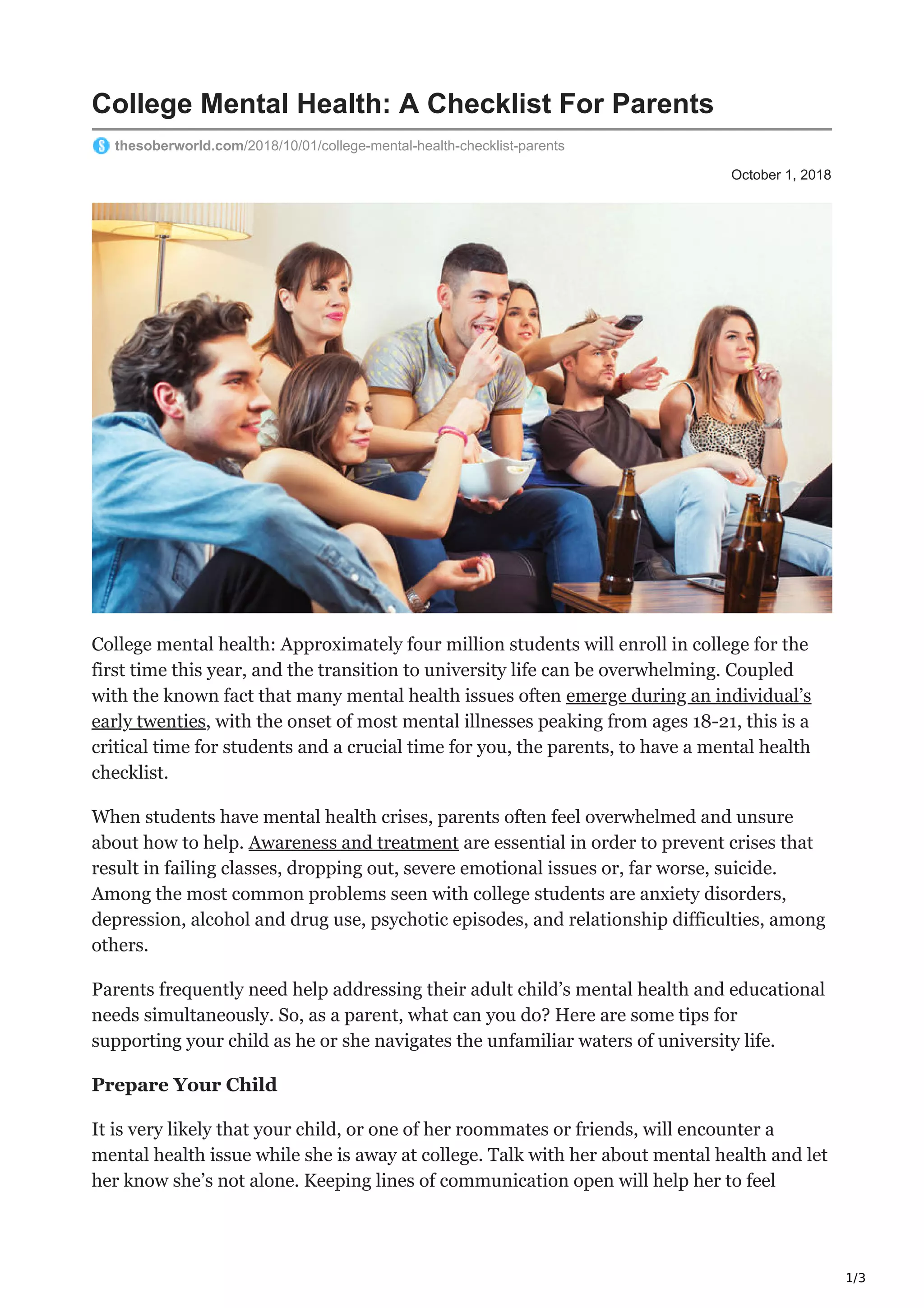 College mental health a checklist for parents | PDF