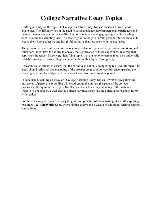 College Narrative Essay Topics. How to Make/Create a Narrative Essay ...
