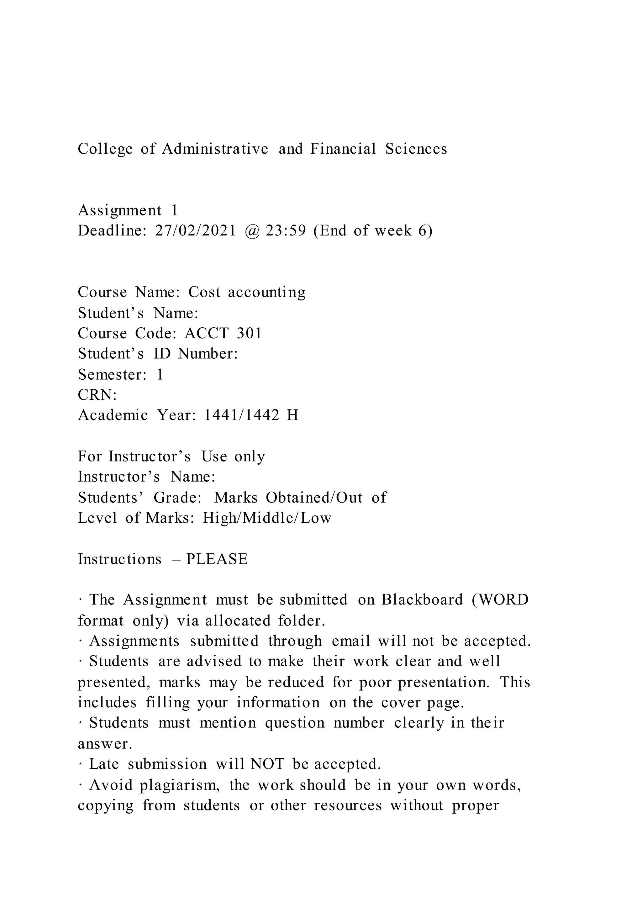 College of administrative and financial sciences assignment | DOCX